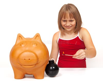 Exploding the piggy bank stock image. Image of bank, bomb - 15398937