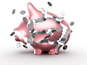 Exploding piggy bank stock illustration. Illustration of debt - 7013331