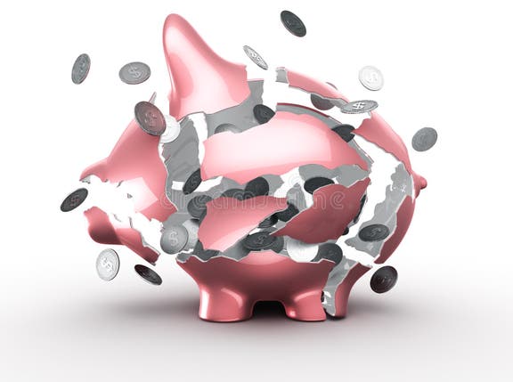 Exploding piggy bank stock illustration. Illustration of debt - 7013331