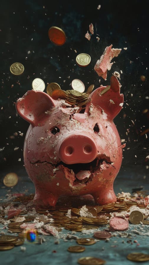 Exploding Piggy Bank Flying Coins Stock Photos - Free & Royalty-Free ...