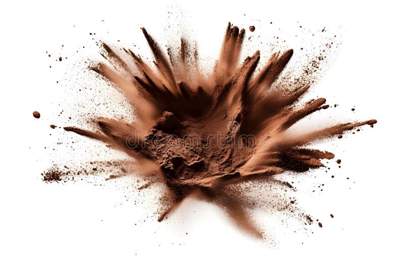 Exploding Pile of Cocoa Powder, Brown Powder Splash on White Background ...