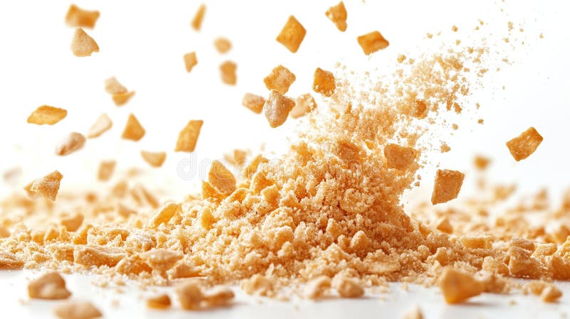 Exploding Pile of Crunchy, Light Orange, Square-shaped Cereal Pieces ...