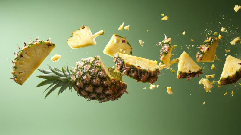 Exploding Pineapple, Fresh Fruit in Mid-Air Stock Illustration ...