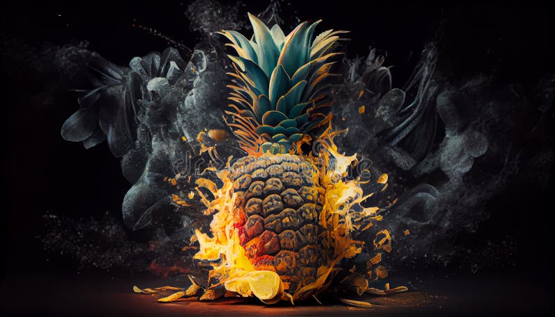 Exploding Pineapple Illustration, Generative AI Stock Illustration ...