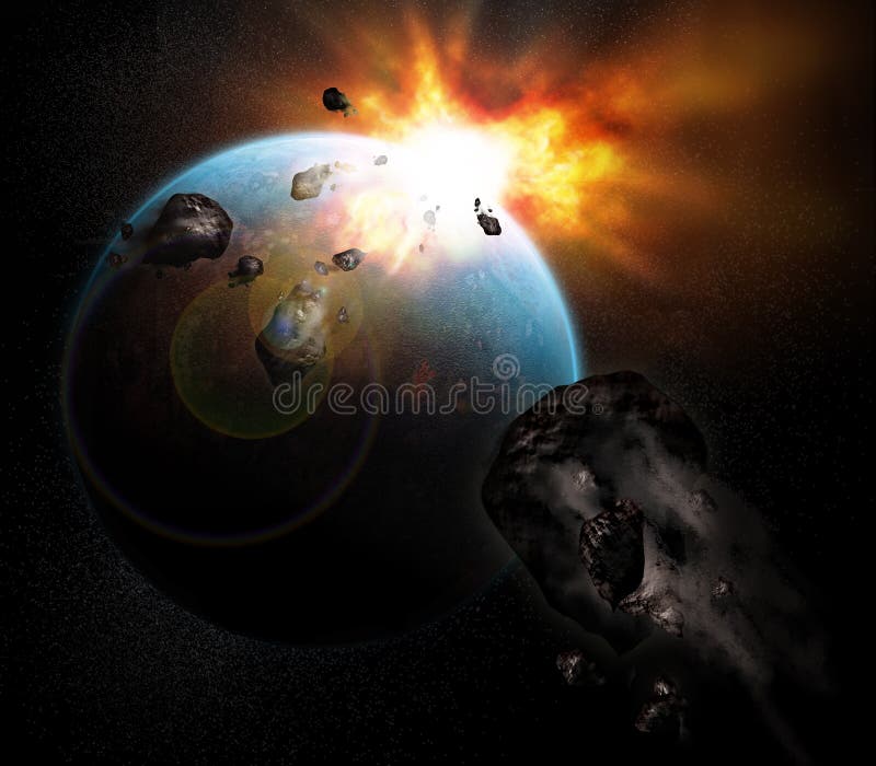 Exploding Planet Earth stock illustration. Illustration of futuristic ...