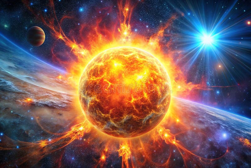 Exploding Planet in Cosmic Catastrophe Stock Illustration ...