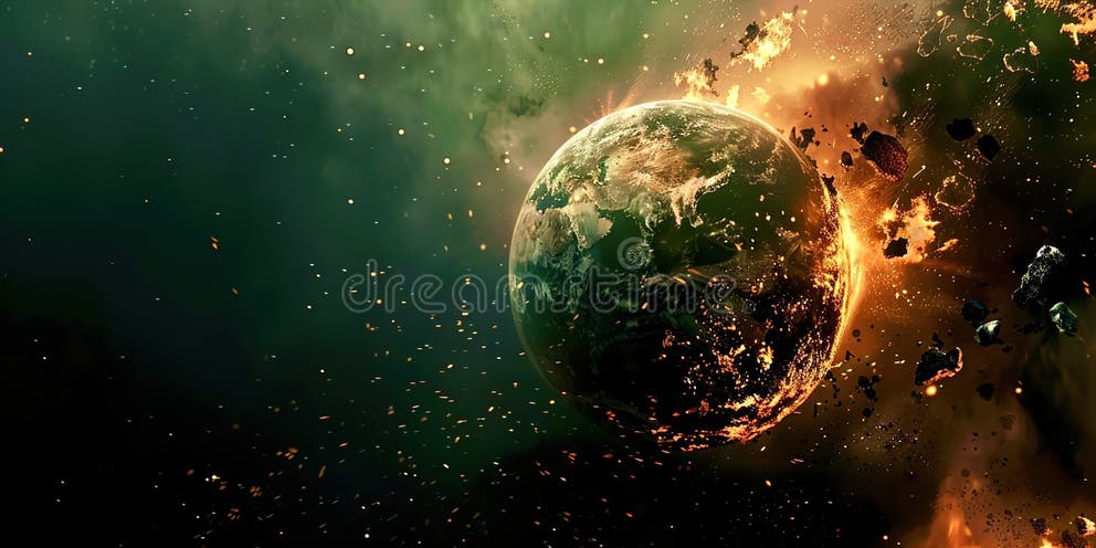 Exploding planet earth stock illustration. Illustration of flame ...