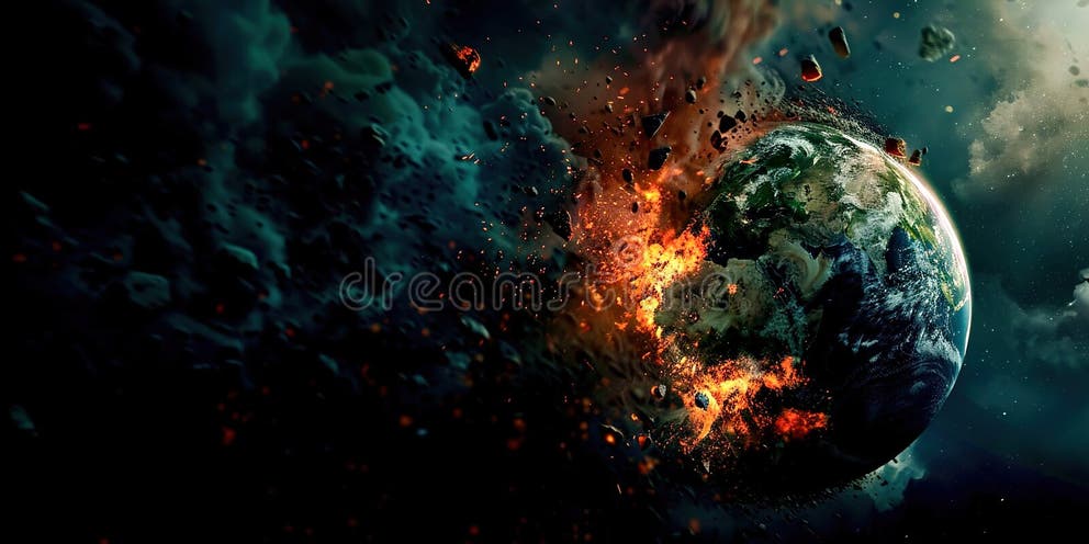 Exploding planet earth stock illustration. Illustration of space ...