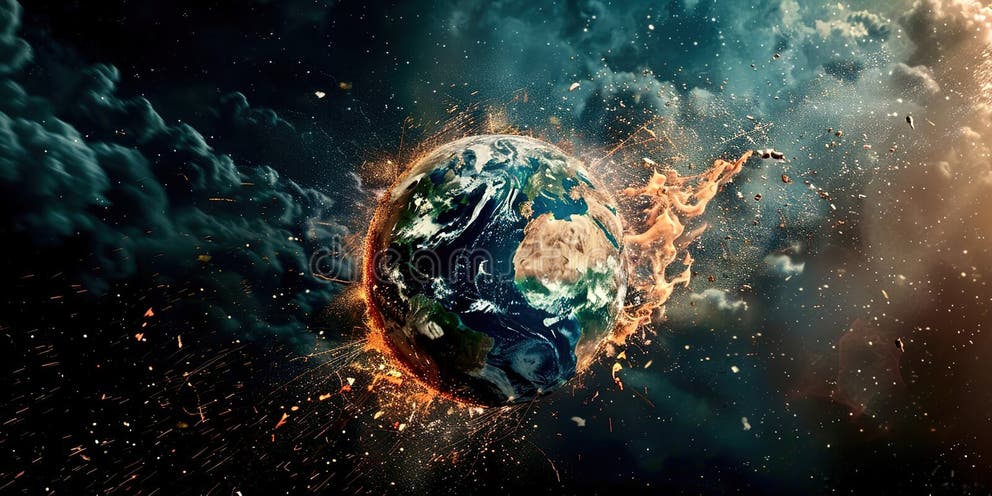 Exploding planet earth stock illustration. Illustration of fiction ...