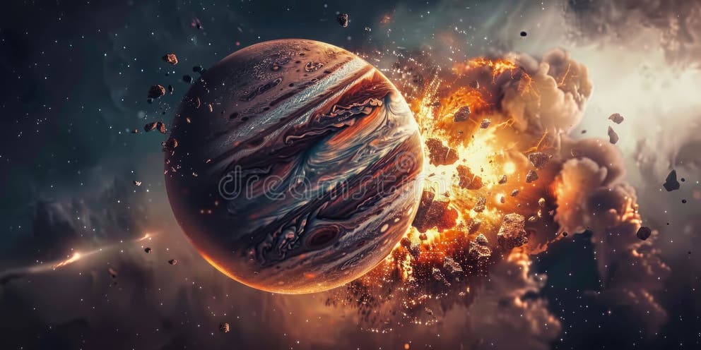 Exploding Planet in Outer Space. Generative Ai Stock Image - Image of ...