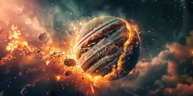 Exploding Planet in Outer Space. Generative Ai Stock Illustration ...