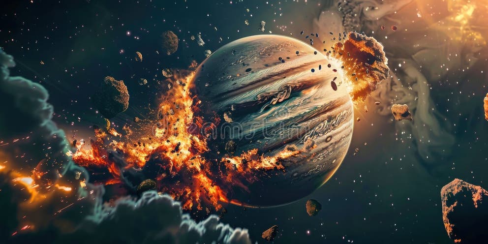 Exploding Planet in Outer Space. Generative Ai Stock Illustration ...