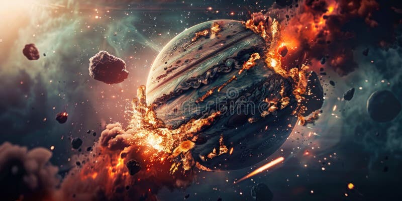 Exploding Planet in Outer Space. Generative Ai Stock Illustration ...