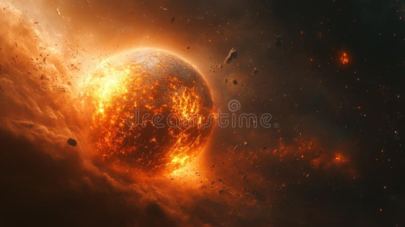 Exploding Planet in Space with Fiery Surface - Generative Ai Stock ...