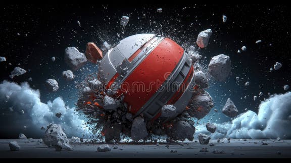 Exploding Planetary Sphere Amidst Clouds and Debris in a Cosmic Setting ...