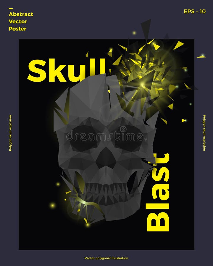 Exploding Polygonal Skull. Abstract Vector Poster Template. Modern ...