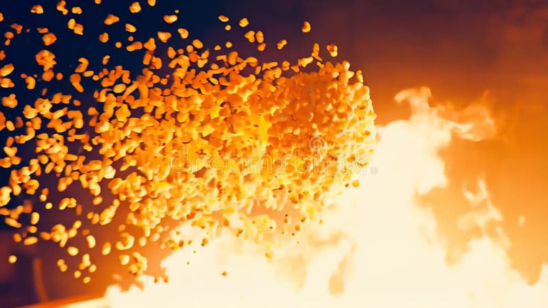 Exploding Popcorn in Fiery Motion Stock Video - Video of flames ...