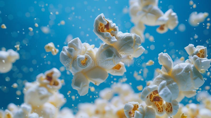 Exploding Popcorn Kernels Blue Background Stock Photos - Free & Royalty ...