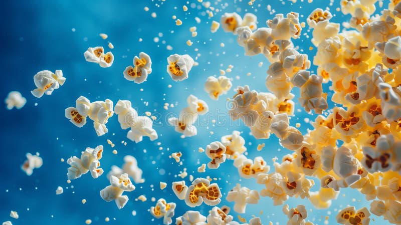 Exploding Popcorn Kernels Blue Background Stock Photos - Free & Royalty ...