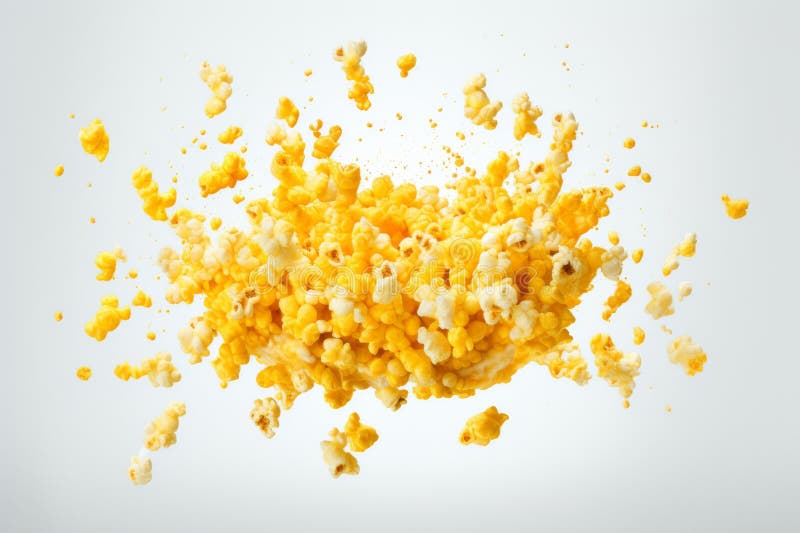 Exploding Popcorn Kernels in a Dynamic Burst Against a Light Background ...