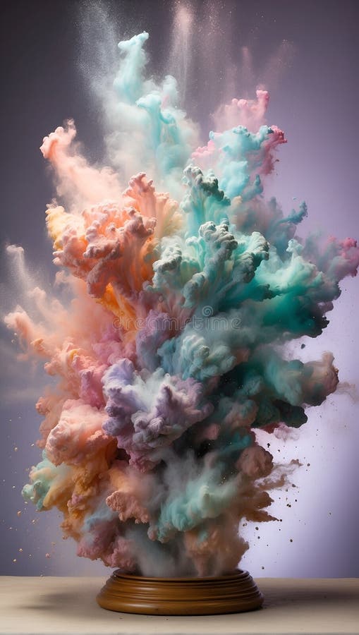 Exploding Powder in Pastel Colors in an Old Museum Ambience. Abstract ...