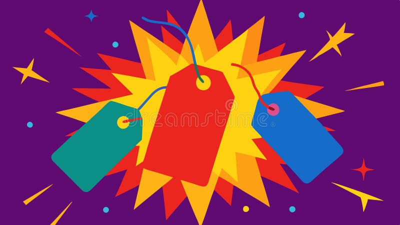 Exploding Price Tags Price Tags with Bold Prices Explode from the ...