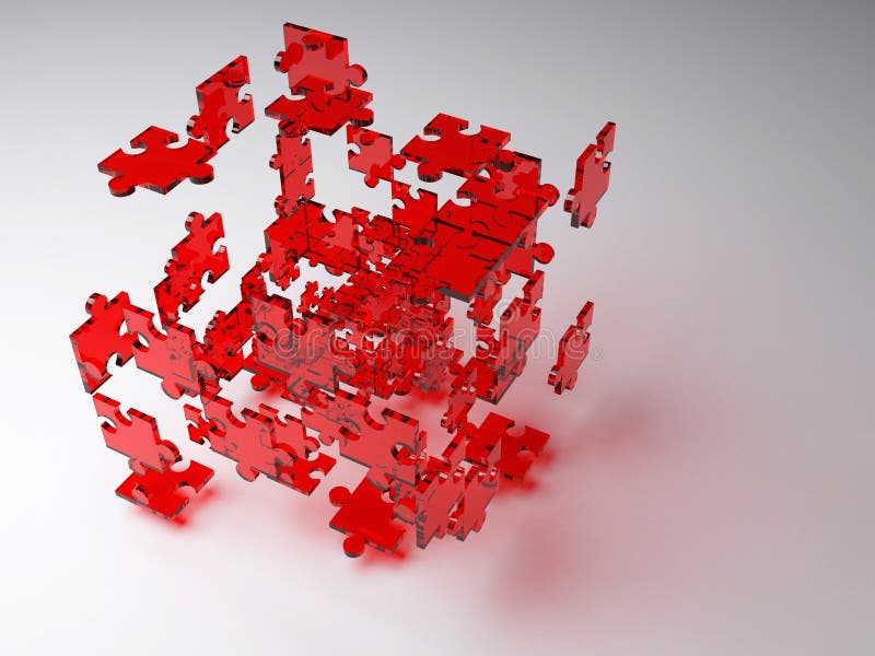 Exploding puzzle cube stock illustration. Illustration of activity ...