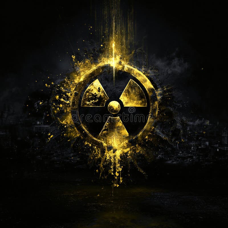 Exploding Radiation Symbol with Golden Glow Stock Illustration ...