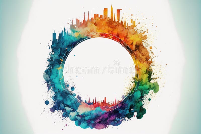 Exploding of Rainbow Colored Powder Explosion in Circle Shape Stock ...