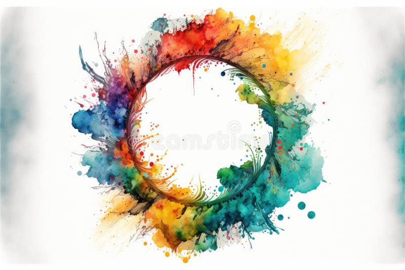 Exploding of Rainbow Colored Powder Explosion in Circle Shape Stock ...