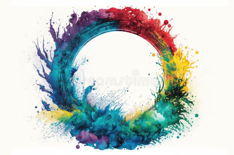 Exploding of Rainbow Colored Powder Explosion in Circle Shape Stock ...