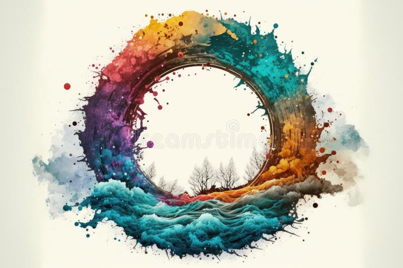 Exploding of Rainbow Colored Powder Explosion in Circle Shape Stock ...