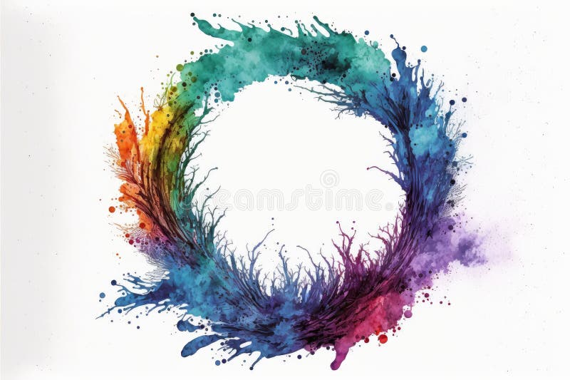 Exploding of Rainbow Colored Powder Explosion in Circle Shape Stock ...