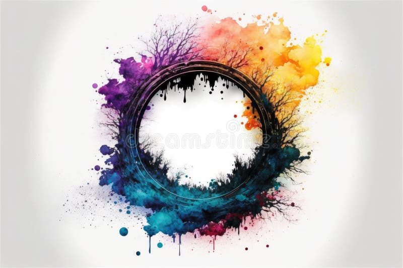 Exploding of Rainbow Colored Powder Explosion in Circle Shape Stock ...