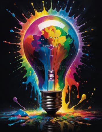 Exploding Rainbow Colors in Lightbulb Stock Image - Image of design ...