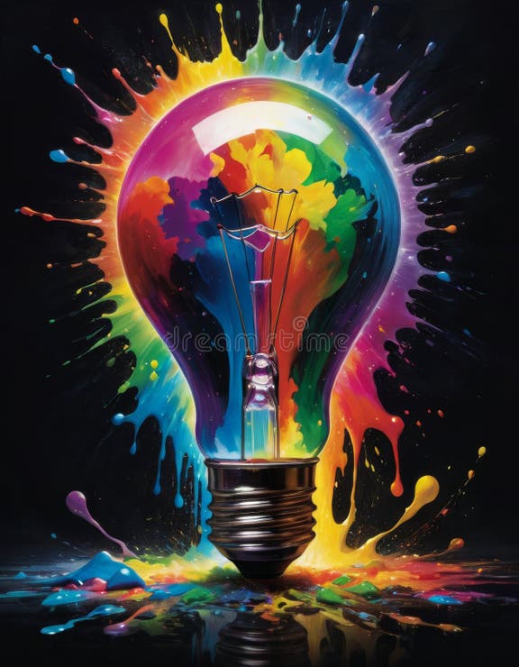 Exploding Rainbow Colors in Lightbulb Stock Image - Image of design ...