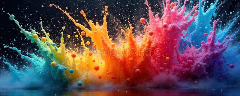 Exploding Rainbow Colors Liquid Paint Creates Vibrant Abstract Art ...