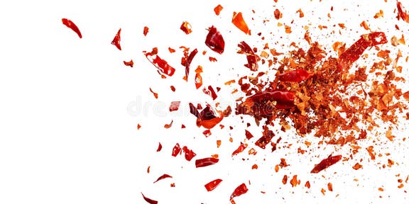 Exploding Red Chili Pepper Flakes and Powder Stock Illustration ...