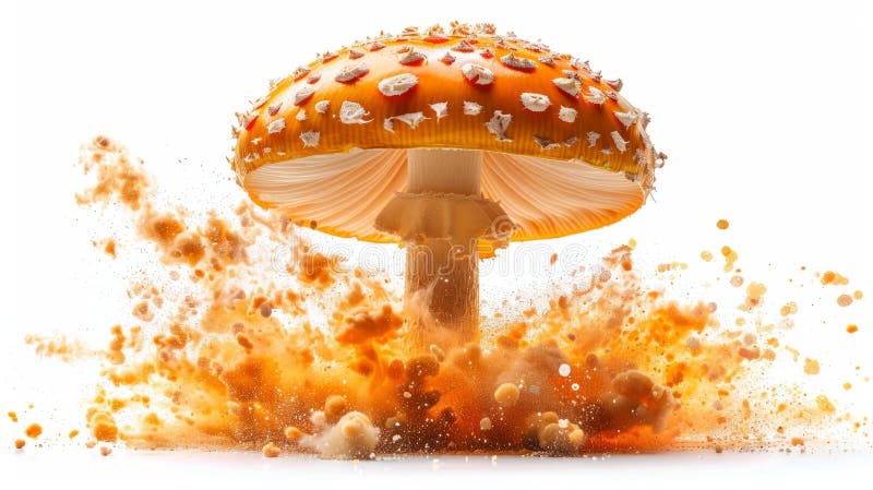 Exploding Red and White Mushroom. Stock Photo - Image of hazardous ...