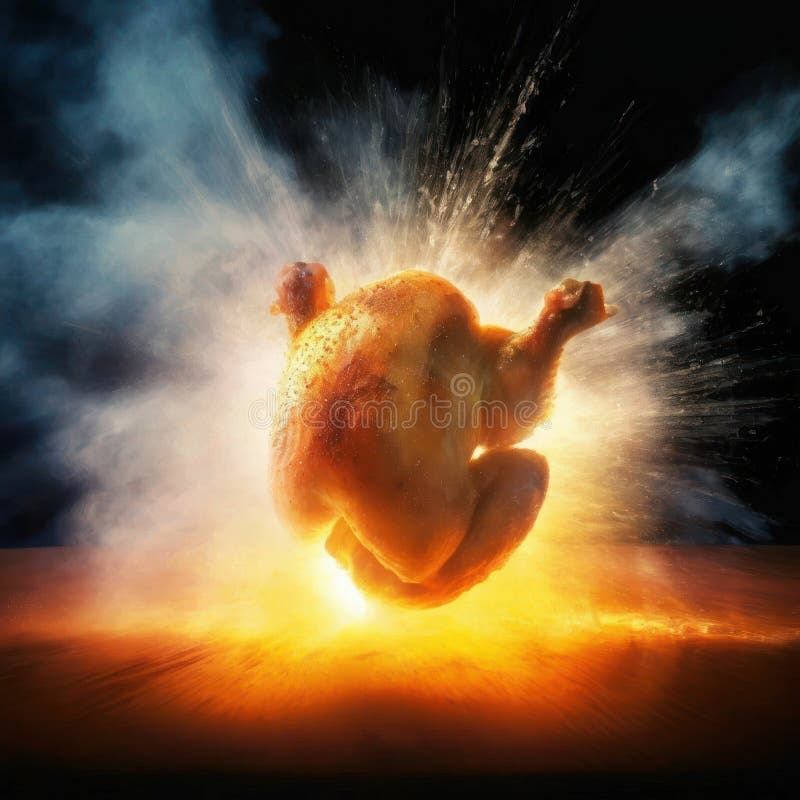 Exploding Roasted Chicken in a Dramatic High-speed Culinary Photography ...