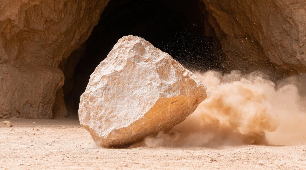 Exploding rock in a cave stock illustration. Illustration of crumbling ...