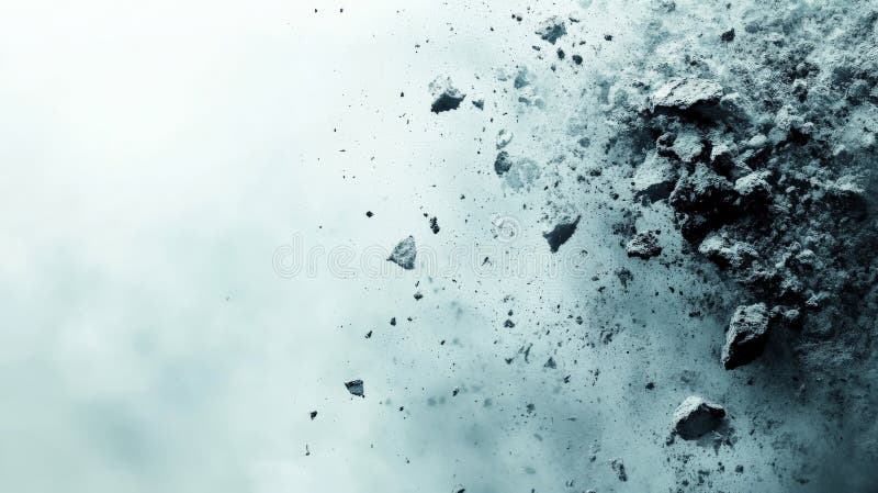 Exploding Rock Creates Dramatic Dust Cloud on White Background Stock ...