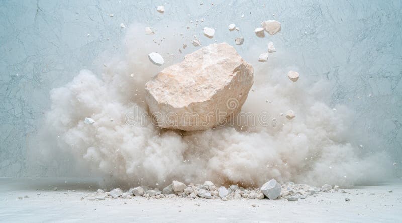 Exploding Rock in Snowy Environment Stock Illustration - Illustration ...