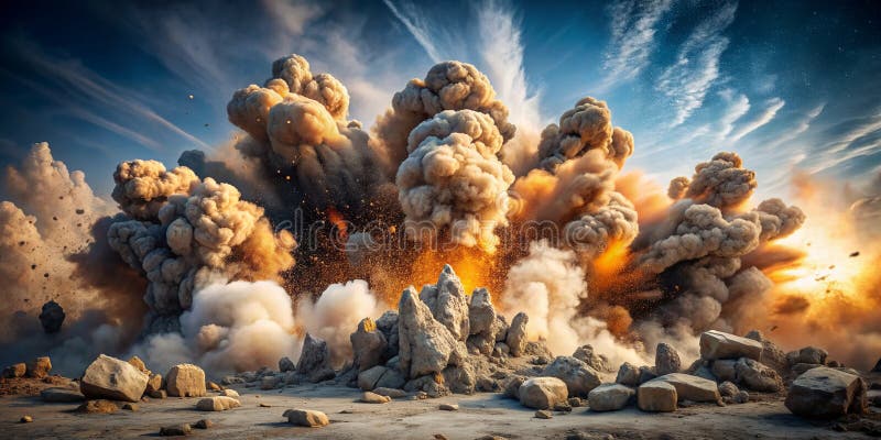 Exploding Rocks Creating a Dramatic Scene Creative AI Stock ...