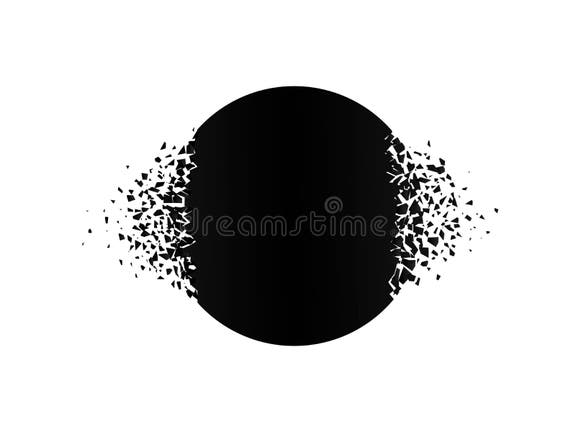 Exploding Round with Debris. Isolated Black Illustration Stock Vector ...