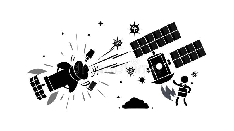 Exploding Satellite, Orbital Debris, Space Danger, Vector Design ...