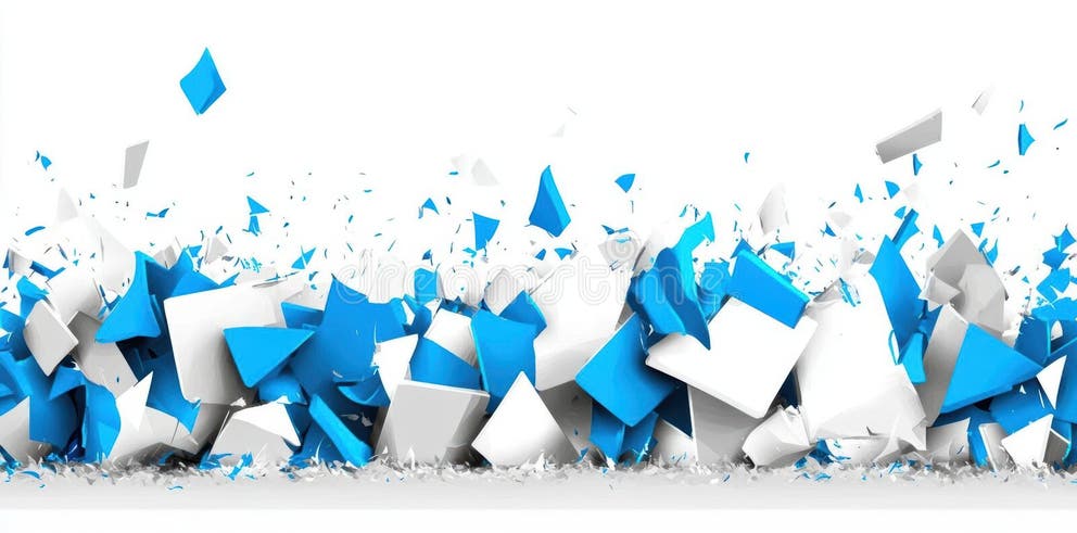 Exploding Shapes Create Abstract Design Concept with Blue Geometric ...