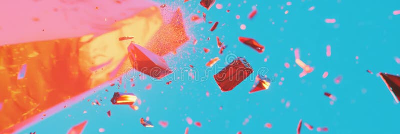 Exploding Shapes and Fragmented Lines Illustrating Dynamic Force on a ...