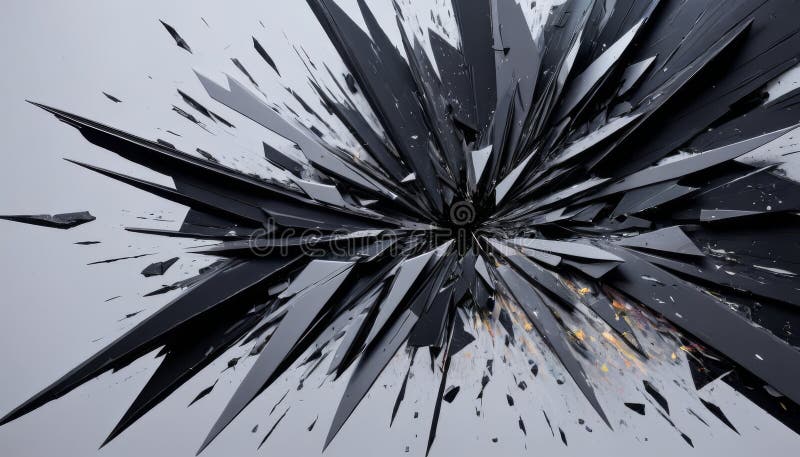 Exploding Shards of Black Glass Stock Photo - Image of force, broken ...