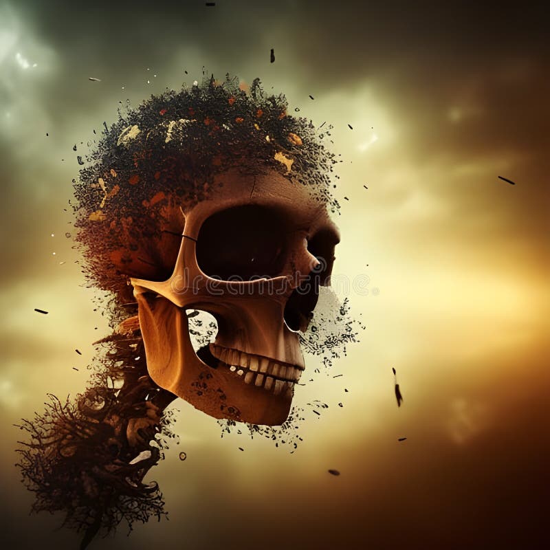 Exploding skull stock illustration. Illustration of painting - 291774932